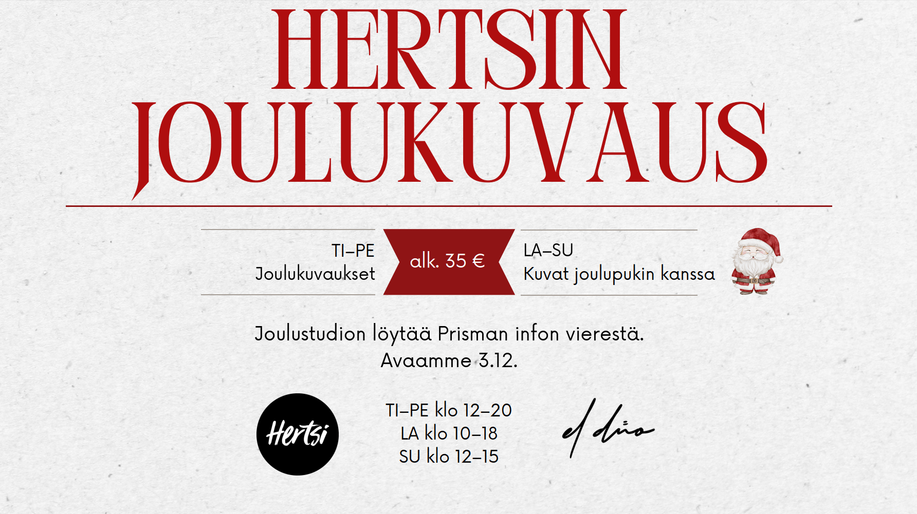 Hertsin joulukuvaus 3.12.-20.12. - Kauppakeskus Hertsi